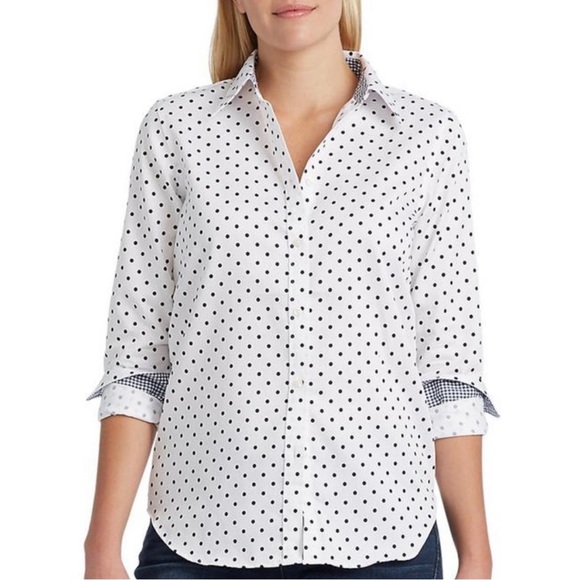 Chaps | Tops | Chaps No Iron Polka Dot Blouse | Poshmark